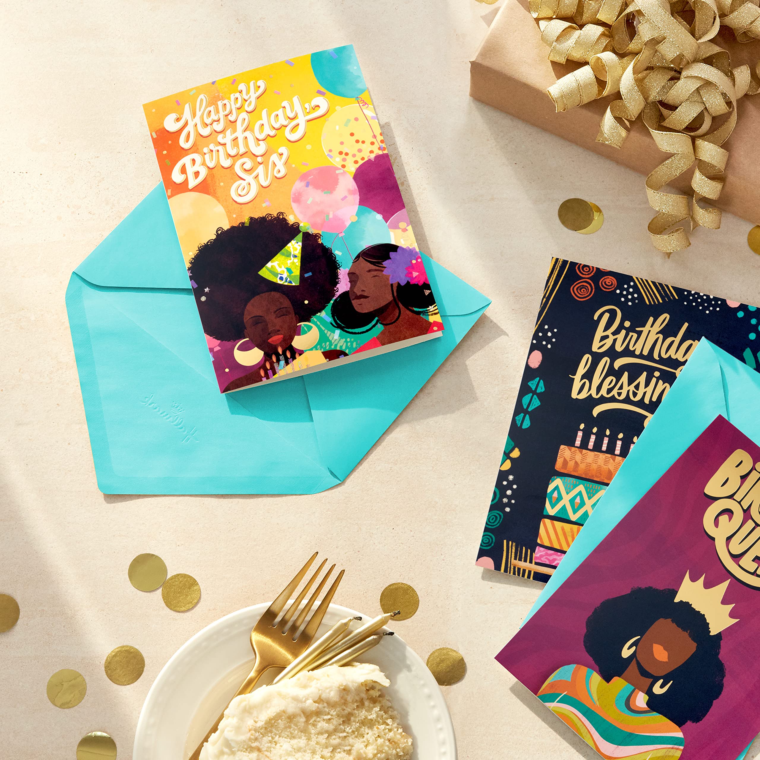 Hallmark Mahogany Birthday Cards Assortment, Birthday Queen (16 Cards with Envelopes)