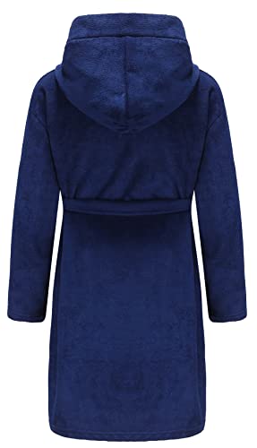 E.W Apparel Kids Boys Girls Hooded Towelling Bathrobe Dressing Gown 100% Cotton Terry Towel Soft Terry Cloth Robe 5-16 Years(Navy,7-8 Years), 2022-09-13