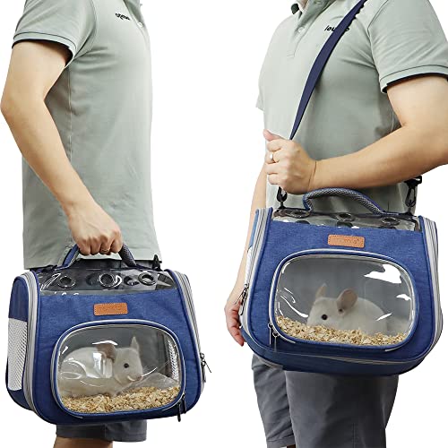 Guinea Pig Carrier - KiiDAS Small Animal Carrier Portable Travel Bag for Hamster Bearded Dragon Rat Hedgehog Squirrel Chinchilla (Blue)