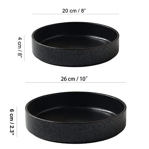 CUBANE ramen bowl set,fruit bowl,ramen bowl,large serving bowls,Large Ceramic Soup Plate. Black Stackable Pasta Bowl,Kitchen Serving Salad Bowl,Microwave and Oven Safe.-8inch (Size : 8inch)