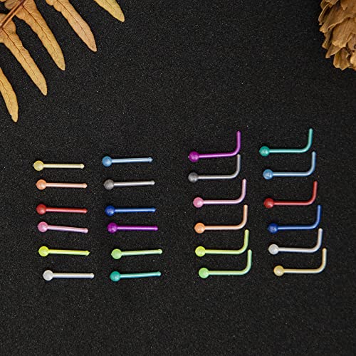 Aloecye 20G Clear Nose Ring Retainer for Work Surgery Acrylic Bone L Shaped Nose Stud Invisible Nose Screw Ring Small C Shaped Nose Stud Piercing Retainer
