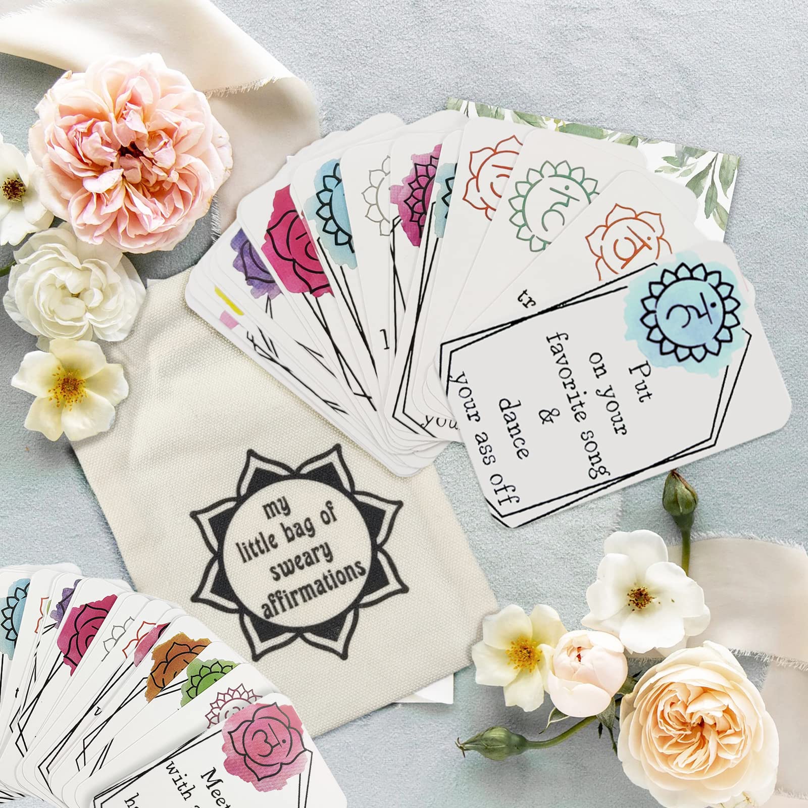 glahorse 64pcs Funny Affirmation Card Gift, Positive Sweary Affirmation Cards,Self Encouragement Confirmation Card Set, Birthday Cards for Friends (white-64pcs)