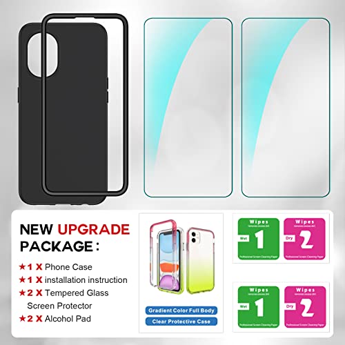 LeYi OnePlus Nord N20 5G Case with 2 Tempered Glass Protectors, 360 Full-Body Shockproof Soft Silicone Cover, Black