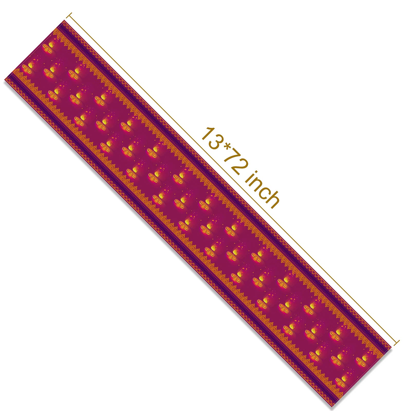 Linen 13x72'' Diwali Table Runner Indian Festival of Lights Decoration for Kitchen Dinning Room Decor