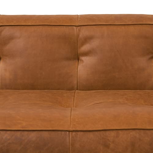 POLY & BARK Capa Sofa in Full-Grain Pure-Aniline Italian Tanned Leather in Saddle Tan