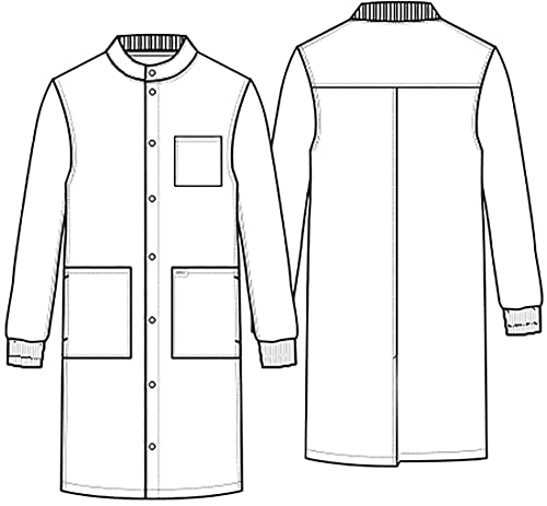 Dickies Men & Women Scrubs Lab Coat 43" Snap Front GD360, M, White