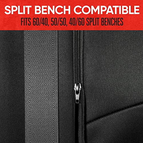 Motor Trend SpillGuard Waterproof Seat Cover, Gray Stitching β Split Bench Rear Seat Protector with Neoprene Padding, for Kids & Dogs, Car Interior Covers