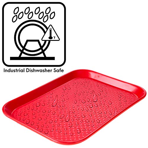Fast Food Cafeteria Tray | 10 x 14 Rectangular Textured Plastic Food Serving TV Tray | School Lunch, Diner, & Commercial Kitchen Restaurant Equipment (Black)