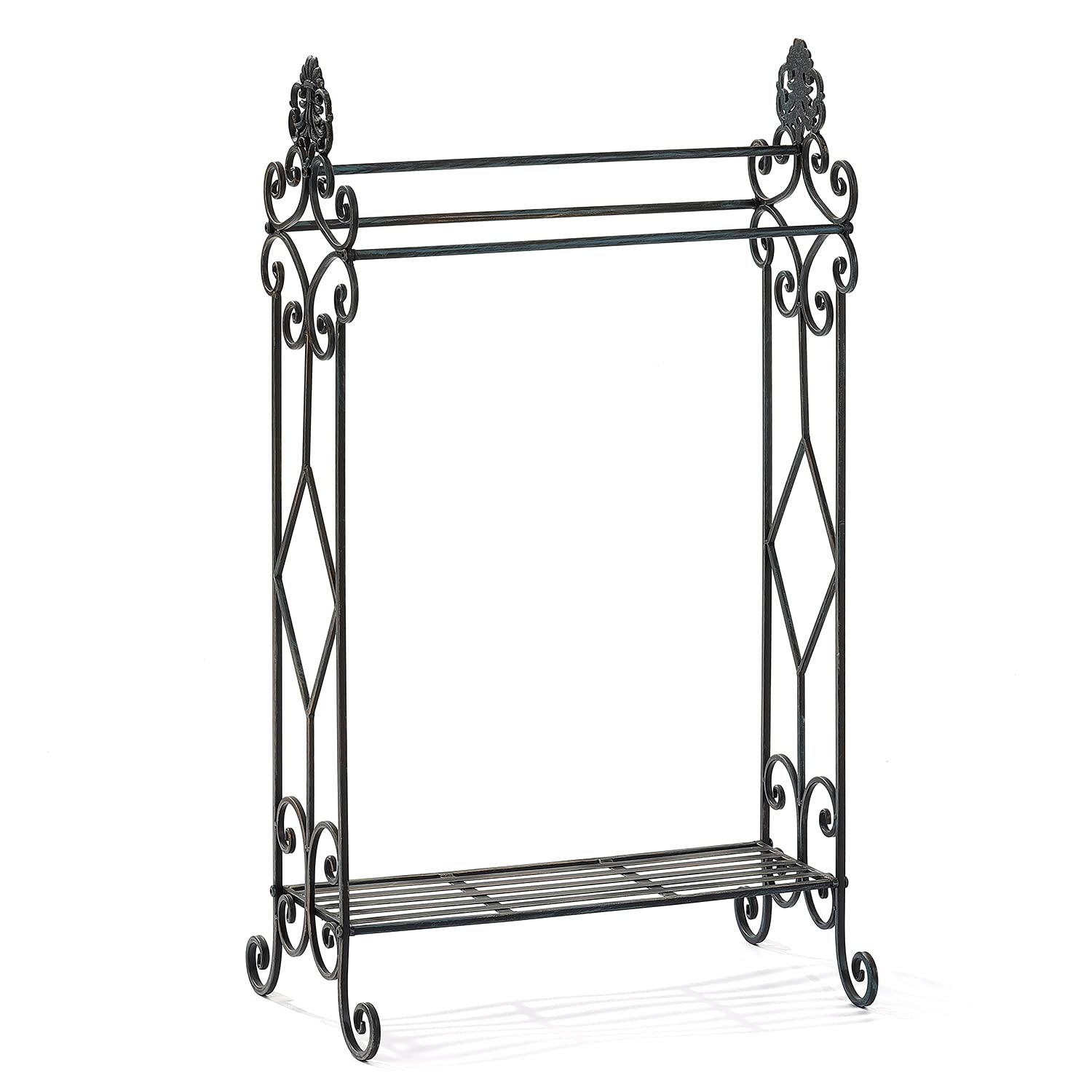 Standing Towel Rack for Bathroom,3-Tier Floor Freestanding Towel Racks with Storage Shelf,Antique Towel Holder Stand-21.75”×13”×38”