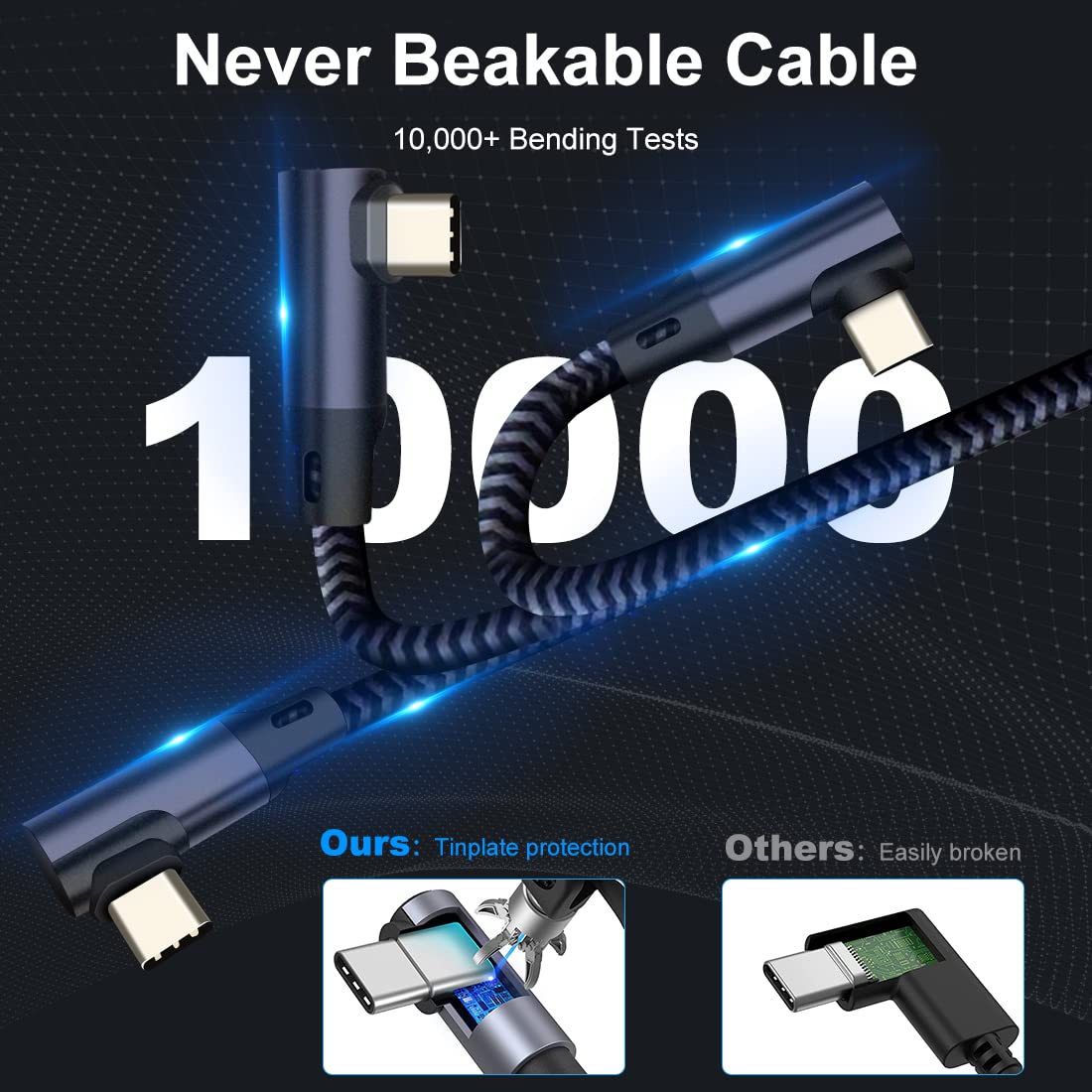 Link Cable Compatible with Oculus Quest 2, PC VR Link Cable Compatible with Meta Quest 2, 90 Degree Nylon Braided, High Speed Data Transfer &Fast Charging USB C Cable for VR Headset and Steam VR, 15ft