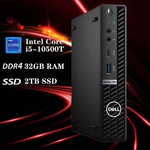 Dell OptiPlex 7080 XE Mini PC Business Desktop, Intel Core i5-10500T Processor, 32GB DDR4 RAM, 2TB PCIe SSD, Wi-Fi 6, Bluetooth 5.1, Ethernet, Windows 11 Pro, Black