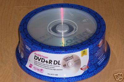 Office Depot Double Layer DVD+R DL Blank DVD Recordable Media (25 Pack)