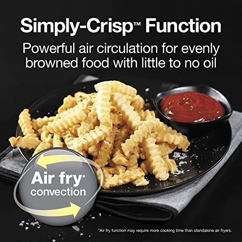 Proctor Silex Simply Crisp Toaster Oven Air Fryer Combo with 4 Functions Including Convection, Bake & Broil, Fits 6 Slices or 12β Pizza, Auto Shutoff, Black (31275)