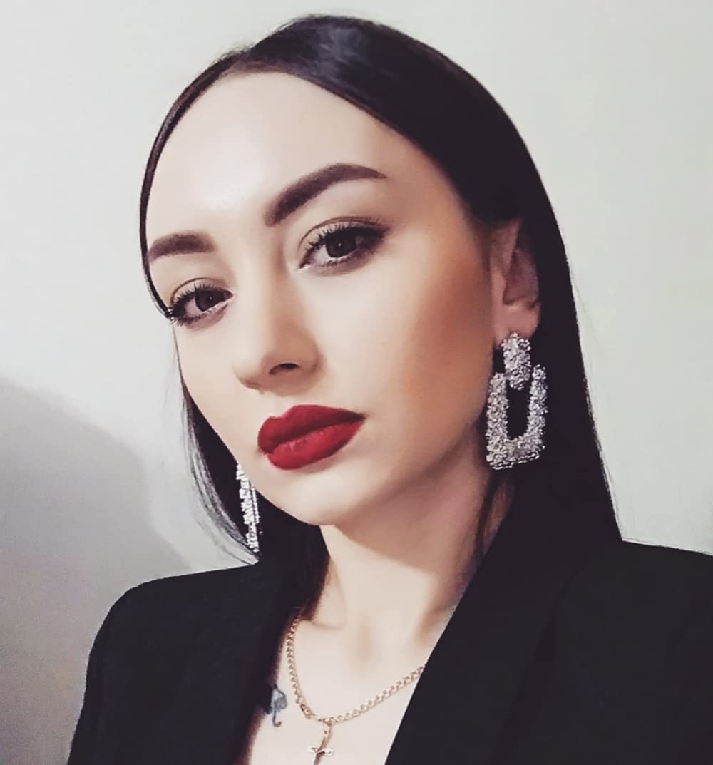 ATIMIGO Statement Drop Earrings Large Metal Geometric Dangle Earrings Silver/Gold for Women-4 Pairs
