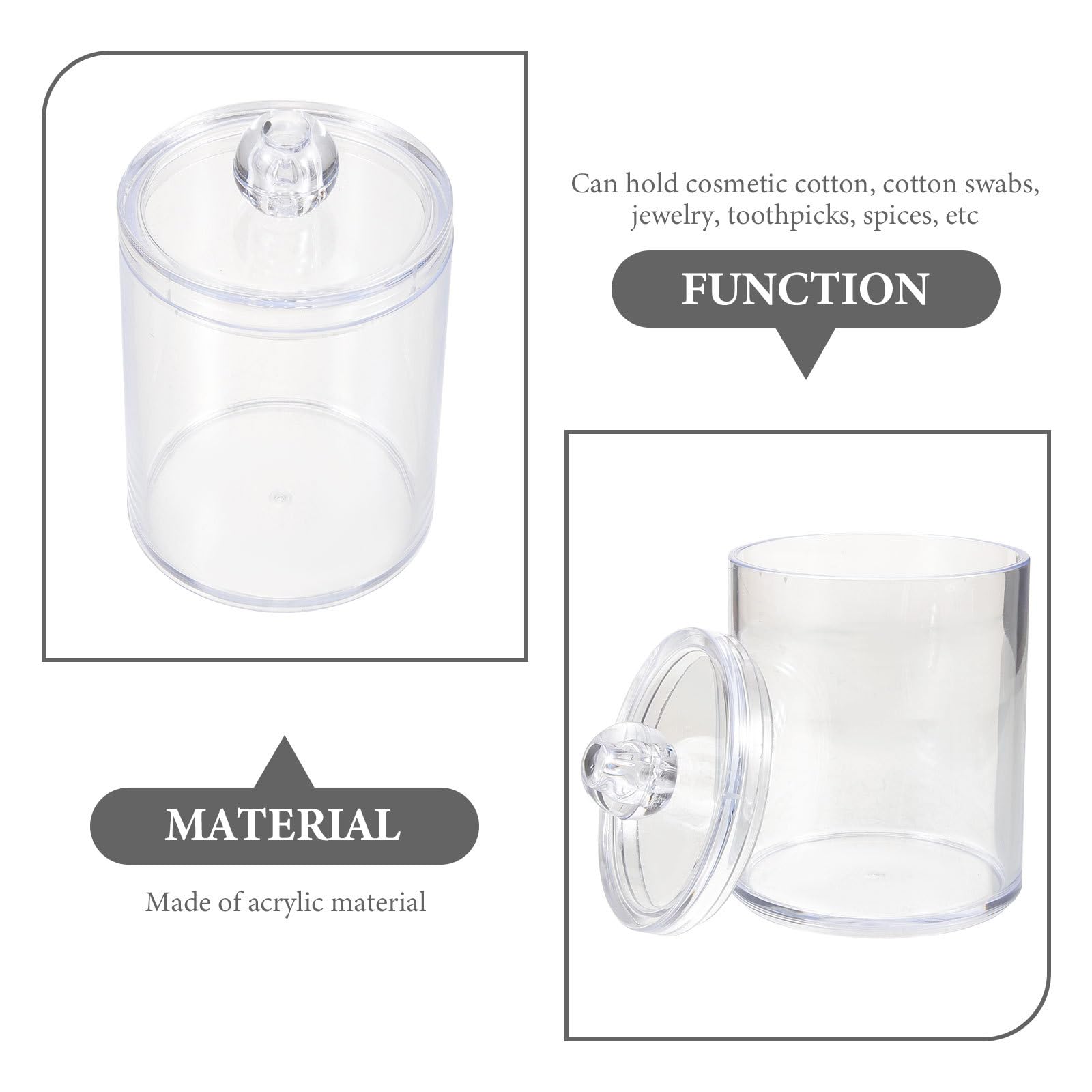 Cabilock 2 Pcs Acrylic storage box acrylic storage container Cotton Pad Holder plastic swab storage jar Makeup Cotton Round Holder Make Up Pads Holder holder Bracket box cosmetic