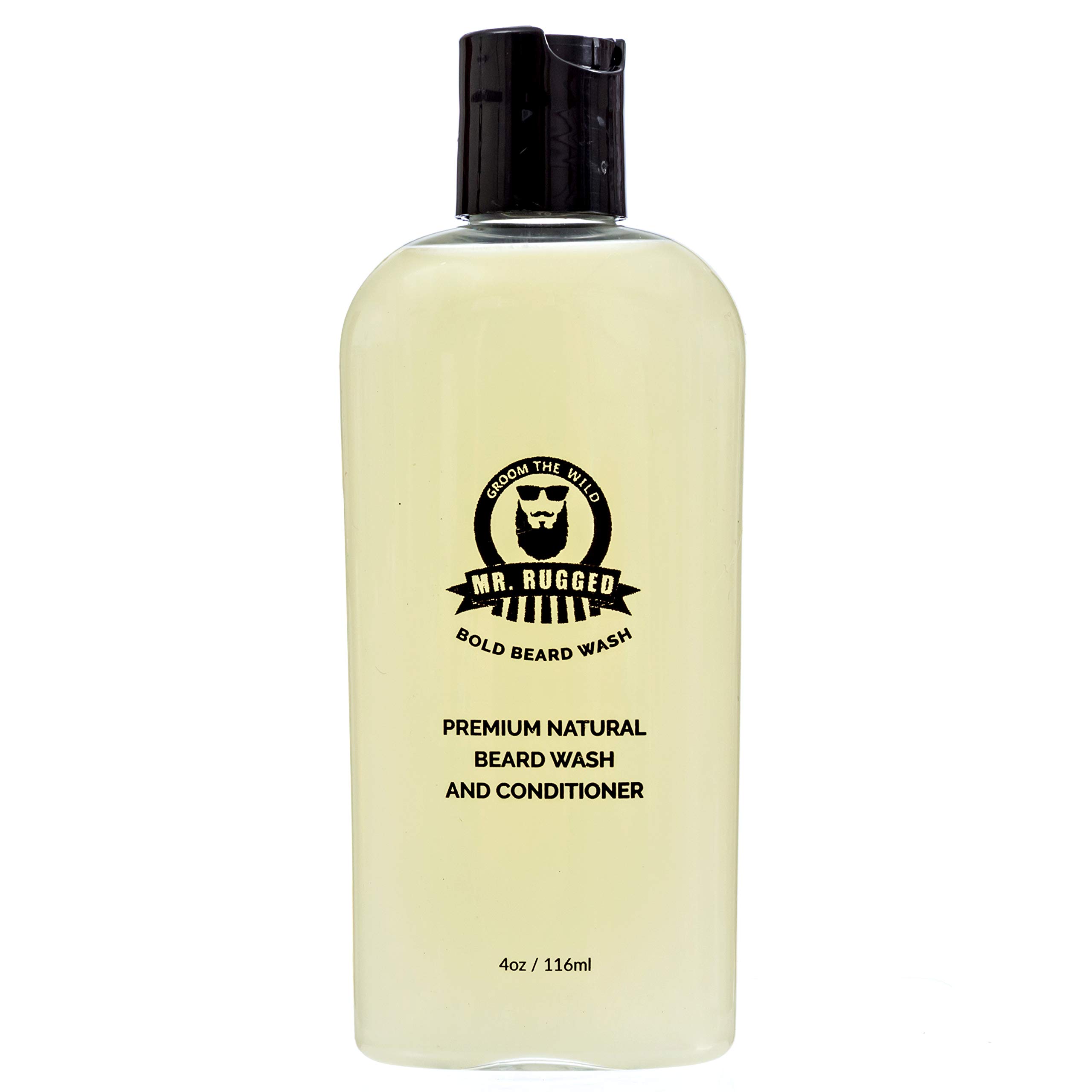 Mr Rugged Beard Wash and Conditioner for Men β (Peppermint 2-in-1, 4oz Bottle) Natural Beard Shampoo for Soft Beard β Strengthen and Improve Facial Hair Growth