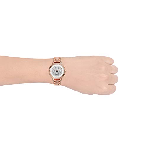 Fossil Women's 42mm Charter Stainless Steel Hybrid HR Smart Watch, Color: Rose Gold Glitz (Model: FTW7012)