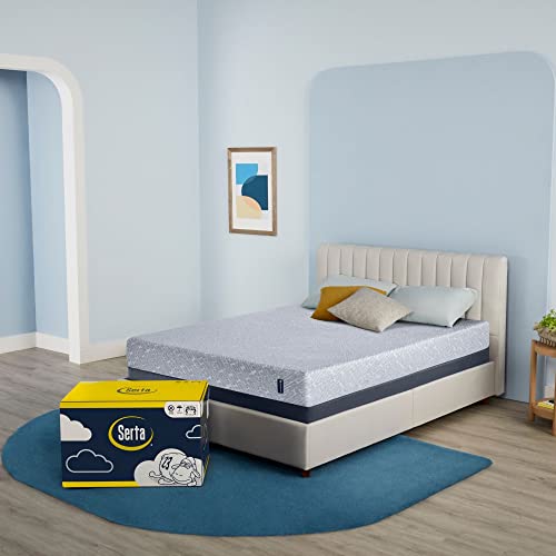 Serta - 7 inch Cooling Gel Memory Foam Mattress, Queen Size, Medium-Firm, Supportive, CertiPur-US Certified, 100-Night Trial, for Ewe - Grey