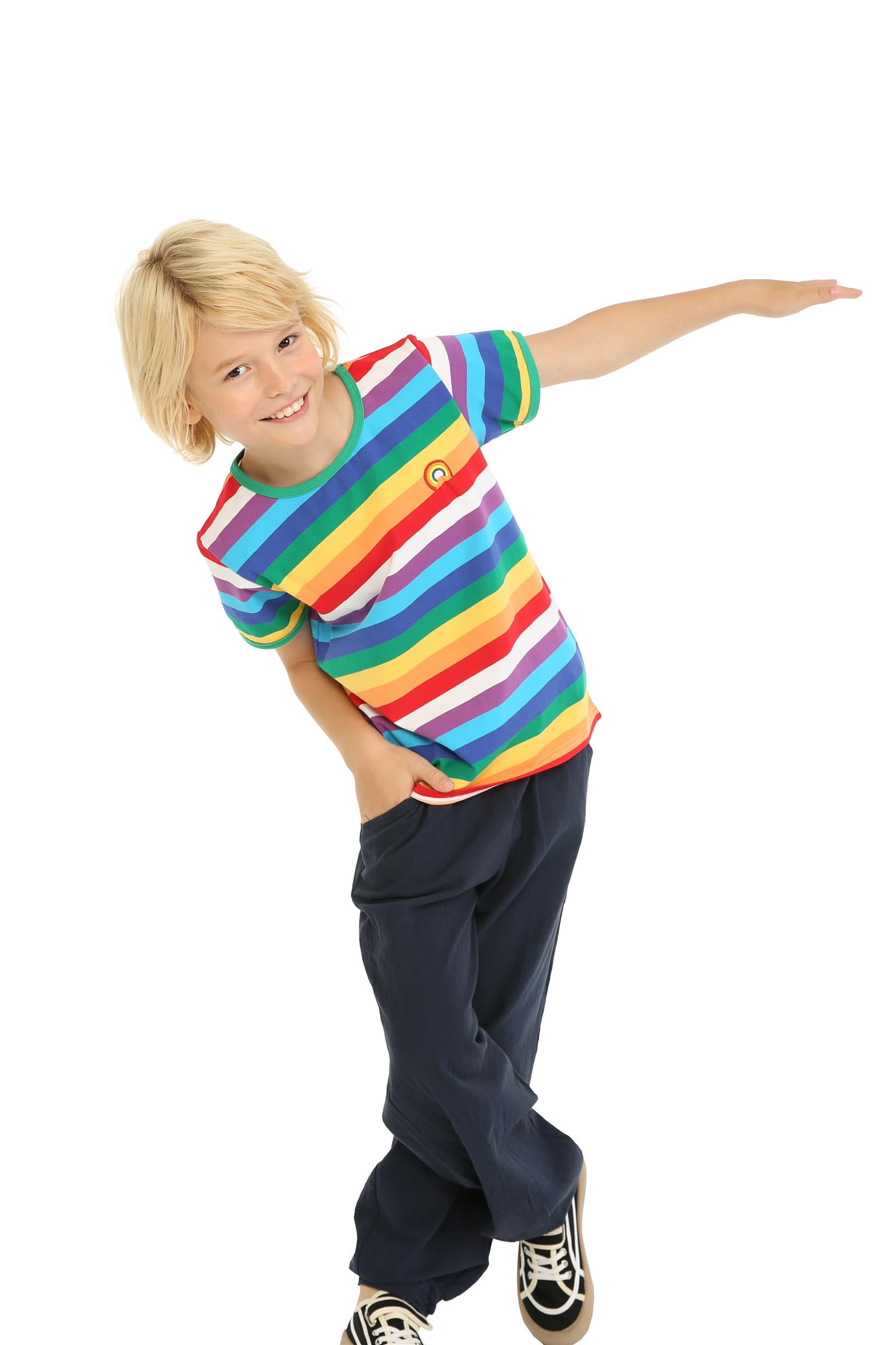 Mud Kingdom Toddler Boys T-Shirts Short Sleeve Rainbow Stripe 24 Months