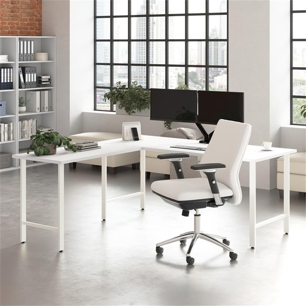 Bush Business Furniture Hustle 72W x 30D Computer Desk with Metal Legs in White, Modular Office Table for Home and Professional Workspace