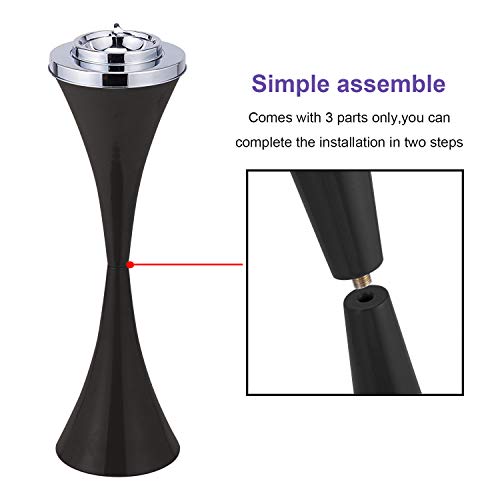 Floor Standing Ash Tray with Lid Stainless Steel Contemporary Self-Cleaning Smoking Ashtray Creative Smart Cigarette Detachable Ashtrays 23.5 High Patio Windproof Ash Holder for Indoor or Outdoor
