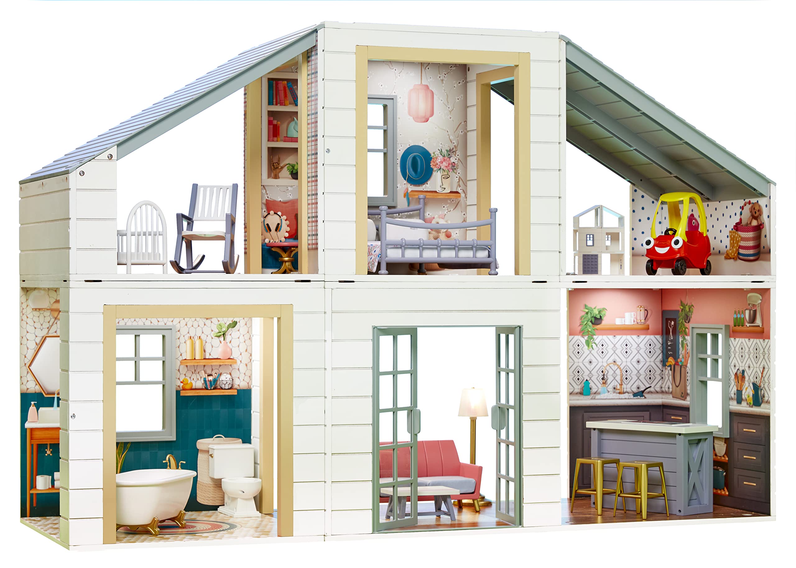 Little Tikes® Real Wood Stack ‘n Style™ Dollhouse with 14 Accessories and Many Combinations to Customize, Personalize, Dream, Design and Build and Play with Any 12-Inch Dolls