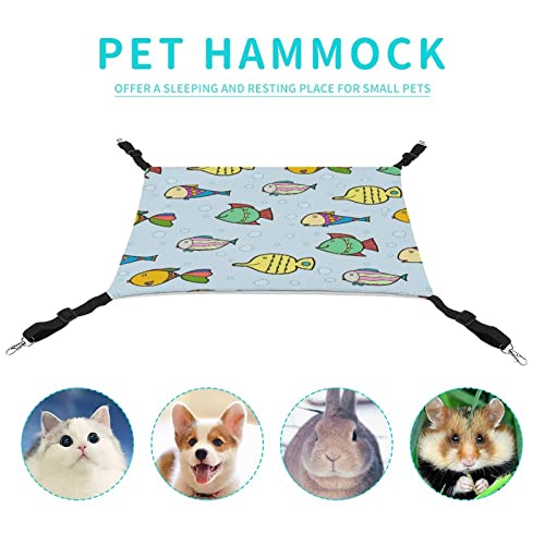 Color Fish Pet Hammock Bed Guinea Pig Cage Hammock Small Animal Hanging Bed for Ferret, Chinchilla, Puppy and Other Small Animals