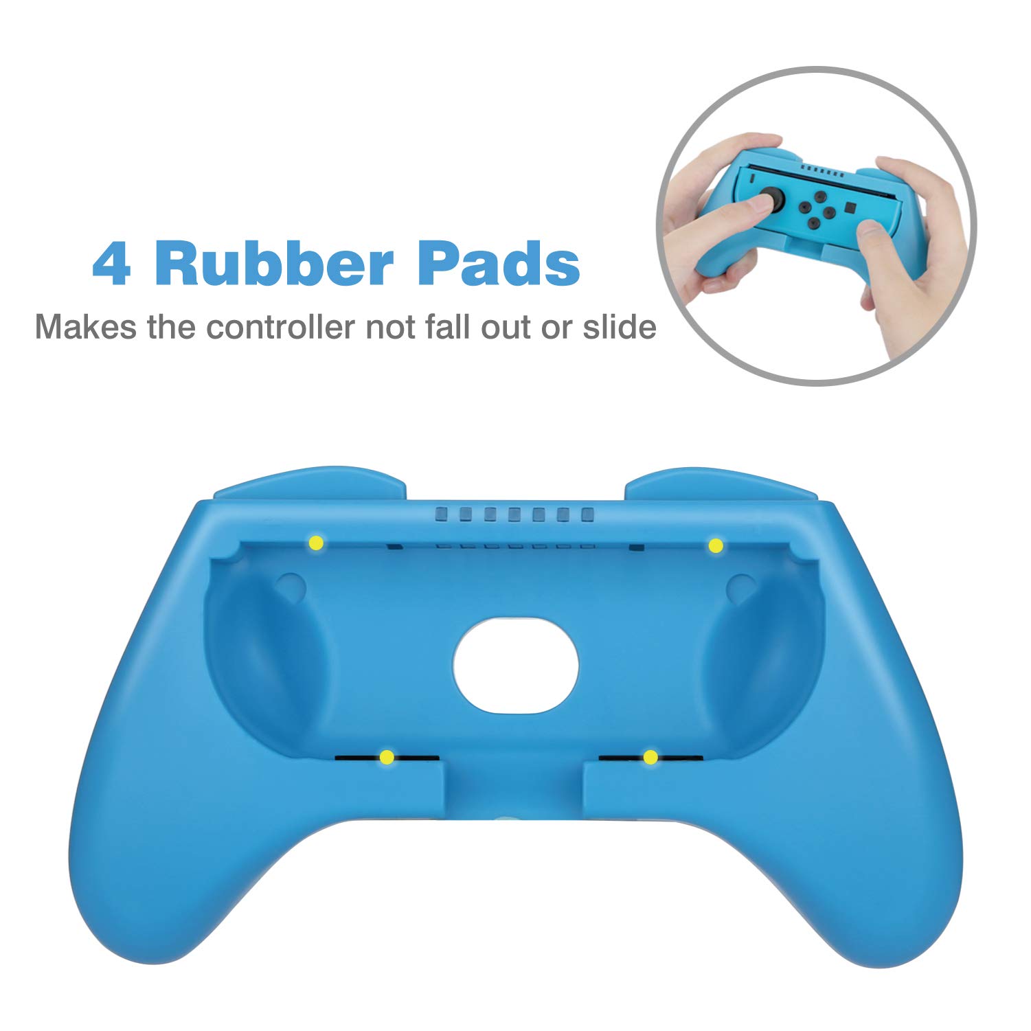 HEYSTOP Wheel Controller for Nintendo Switch & Switch OLED Model 2021 (4 Pack) Joy Con Controller Grip and Switch Steering Wheel for Mario Kart (Red&Blue)
