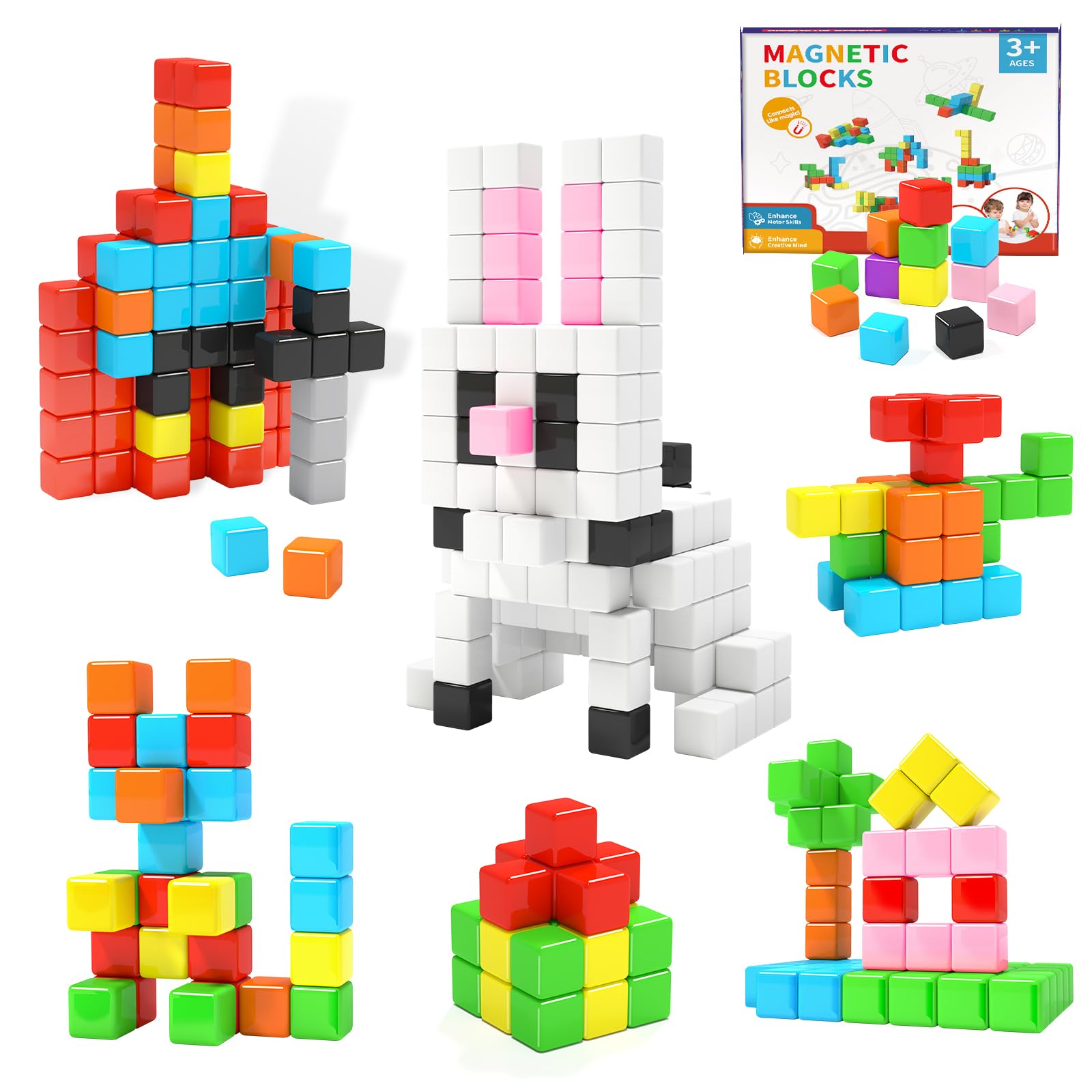 Hiwawind Magnetic Blocks, Toddler Toys for 3 4 5 Year Old Boys Girls, Building Stem Preschool Learning Magnet Sensory Toys for Kids,Classroom Must Haves Christmas Toys Birthday Gifts for Kids 3+…