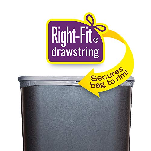 Color Scents - Medium Trash Bag, Drawstring - 8 Gallon Trash Bags, 200 Count - Kitchen Trash Bags, Scented Garbage Bag, Silver Bags in Linen Fresh Scent. (8 Packs of 25 Count)