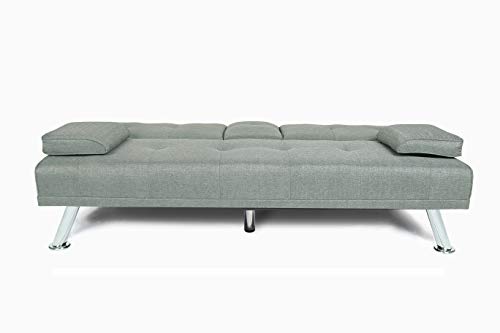 ERYE 3-in-1 Upholstered Futon Sofa Loveseat Convertible Sleeper Couch Bed,2-Seaters Sofa & Couch Soft Cushions Love Seat Daybed for Small Space Living Room Napping Sofabed, Light Grey