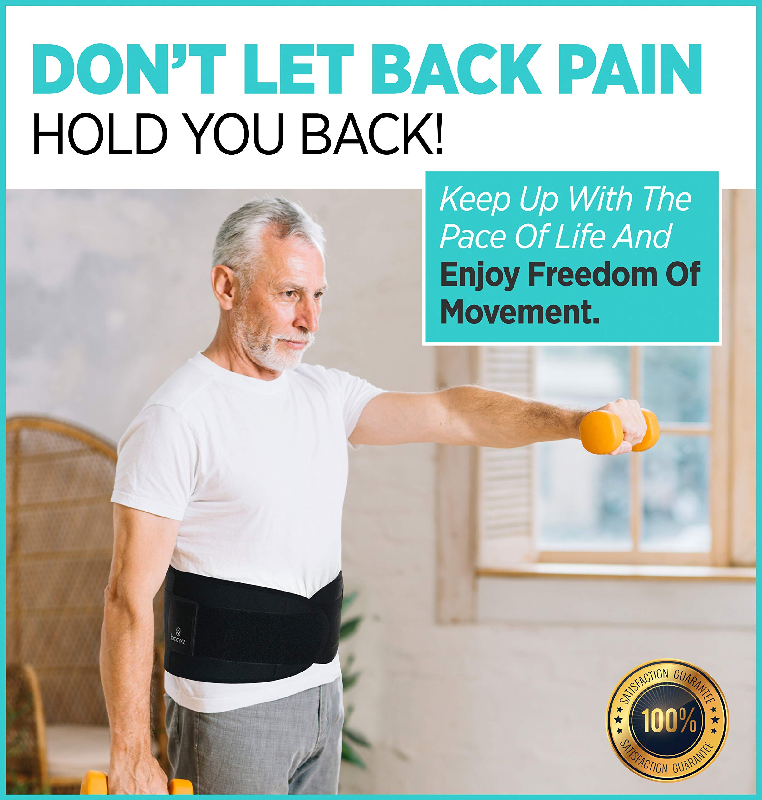 Baaxz Lower Back Brace Immediate Pain Relief from Back Pain, Hernia, Stiffness, Nerve Injury and more - Adjustable Compression - Interior Hot Cold Gel Pack Pocket - Lumbar Support Belt - Size 2XL