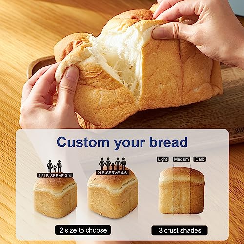 Neretva Bread Maker Machine , 20-in-1 2LB Automatic Breadmaker with Gluten Free Pizza Sourdough Setting, Digital, Programmable, 1 Hour Keep Warm, 2 Loaf Sizes, 3 Crust Colors - Receipe Booked Included (Green)