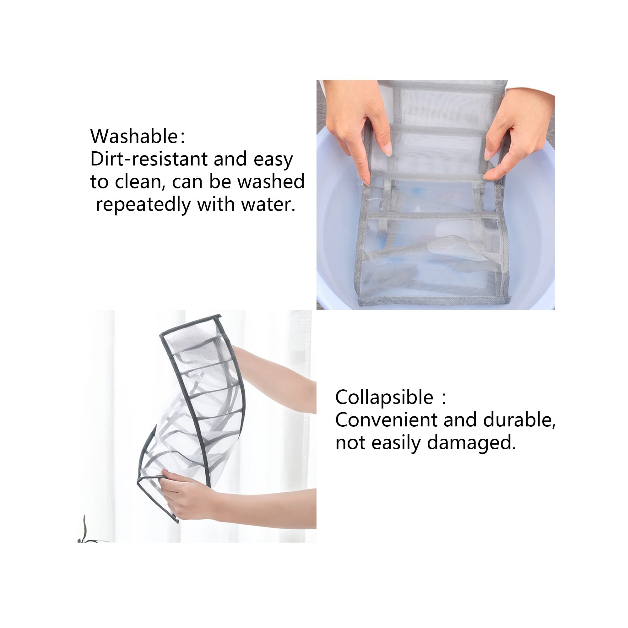 Kyweel 3PCS Washable Wardrobe Clothes Organizer,Foldable Visible Closet Organizer Clothes Drawer Mesh Separation Box For Jeans, T-shirts, Leggings, Underwear, Children's Clothing,Socks(7 Grids)