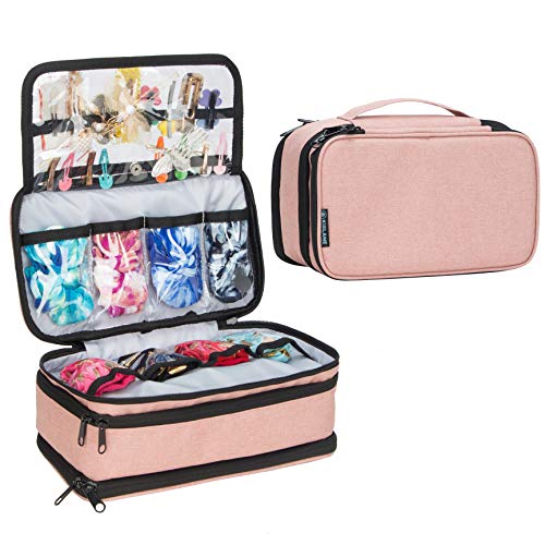 KISLANE Baby Girl Hair Accessories Storage Bag, Soft Headbands Holder, Barrette, Bows, Hair Ties, Pins, Clips Storage Bag for Girls, Baby Mittens Storage Travel Bag with Multi-Compartment