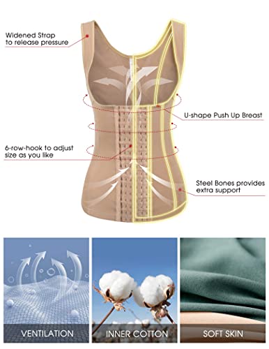 Ekouaer Mesh Waist Trainer Womens Waist Training Cincher, Nude, S fit 29-31 Inch Waistline