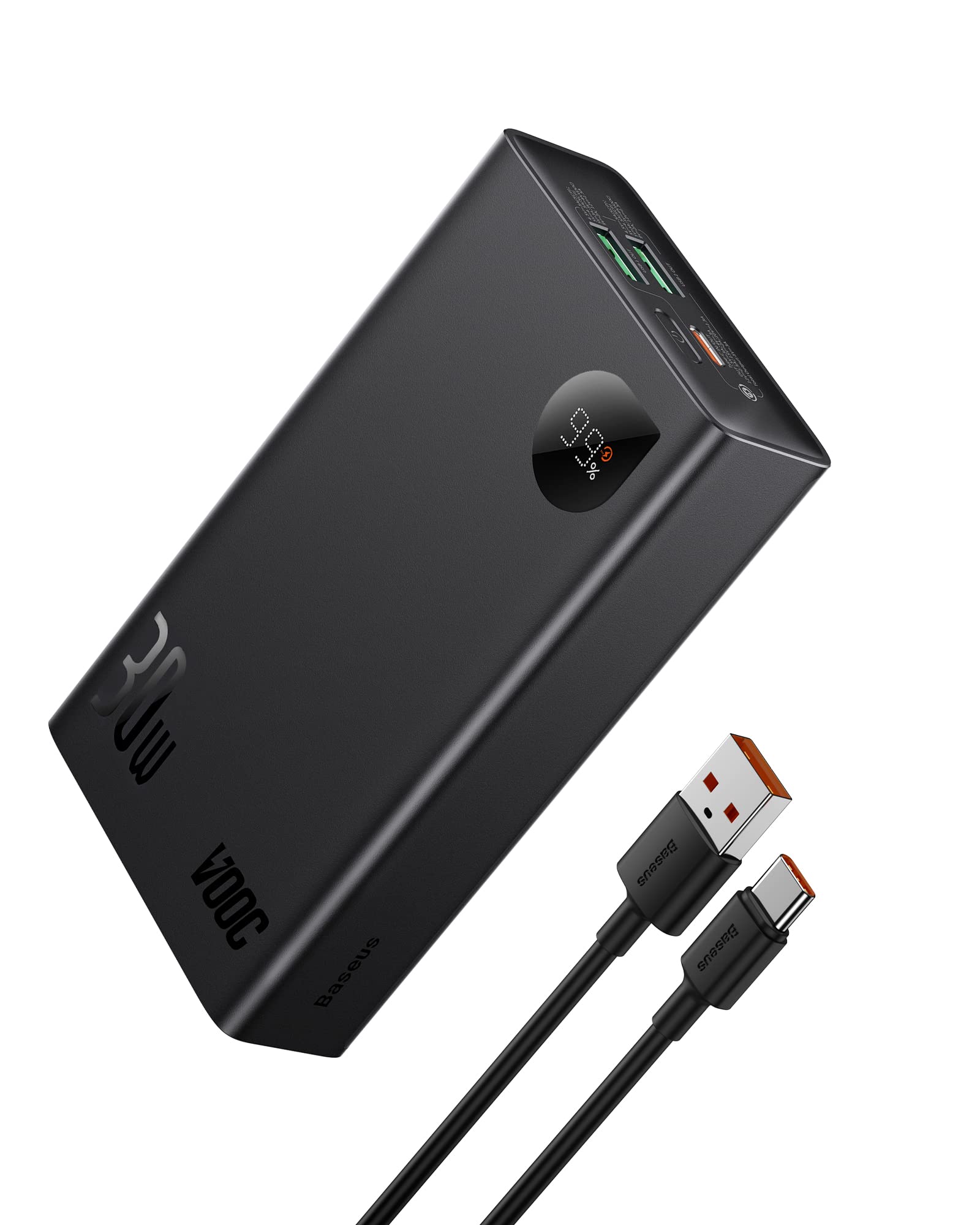 Baseus 20000mAh Portable Laptop Charger, PD 30W Power Bank, Battery Pack with Fast Charging, 3 Port Charging USB-C Portable Phone Charger for iPhone 15/14/13 Series, MacBook and Steam Deck (Dark Gray)