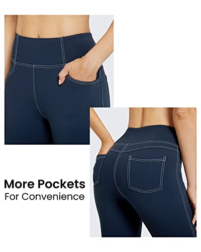 G4Free Bootcut Yoga Casual Pants for Women with Pockets Flare Jeans Jeggings Lounge Pants (Navy,M)