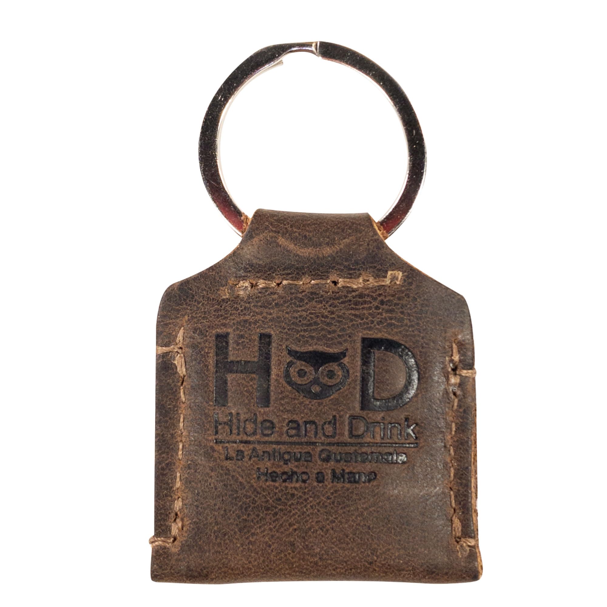 Hide & Drink, Squared Case for SD Card with Keyring, Rustic Keychain for Guitar Pick, Full Grain Leather, Handmade, Swayze Suede