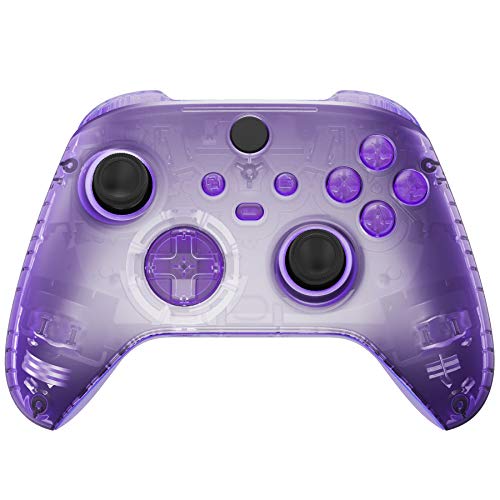 eXtremeRate Clear Atomic Purple Controller Full Set Housing Shell Case w/Buttons for Xbox Series X/S, Custom Replacement Side Rails Front Back Plate Cover for Xbox Series S & Xbox Series X Controller