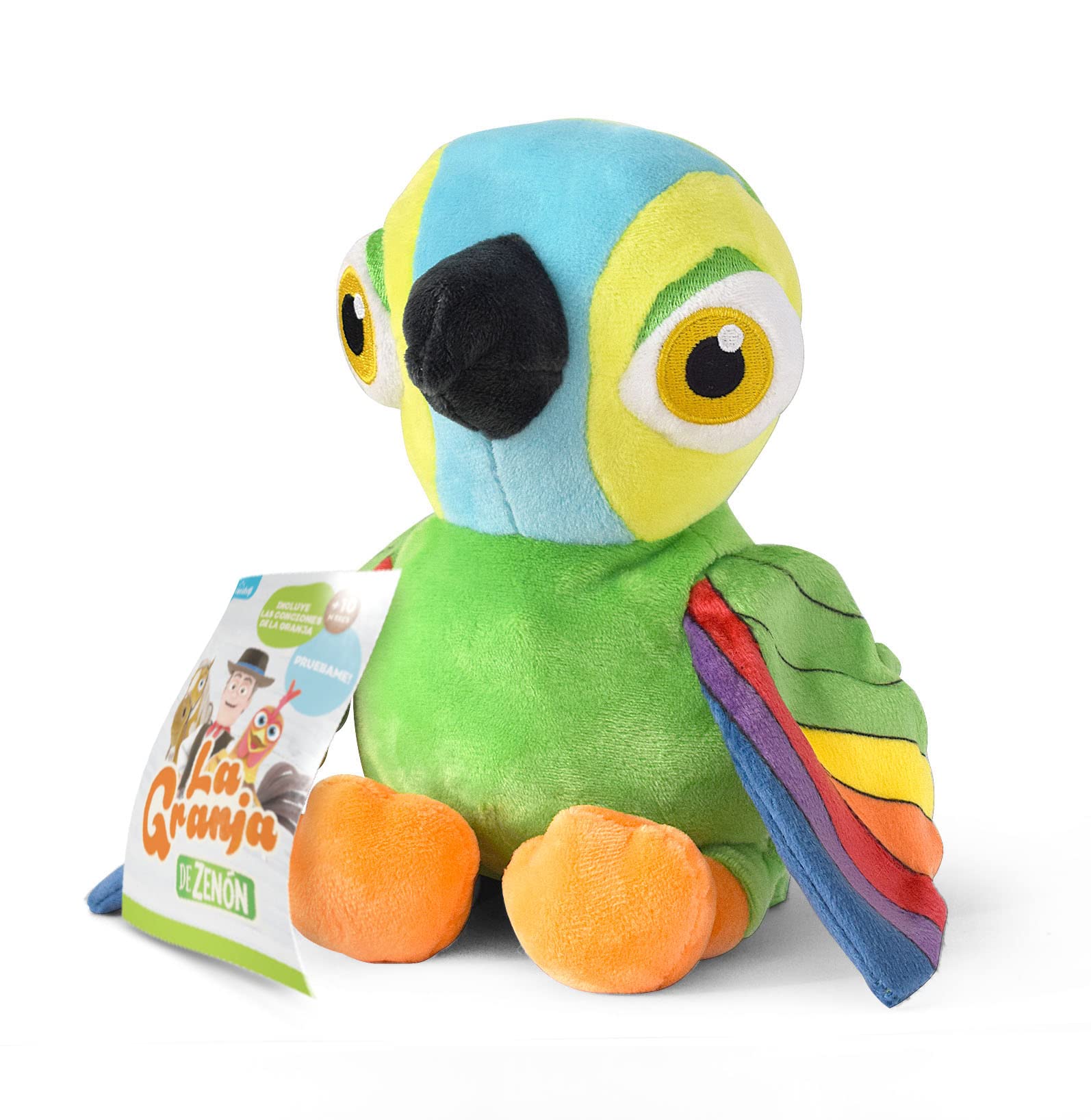 LA GRANJA DE ZENÓN Lorito Pepe Musical Stuffed Animal 8-Inch Soft and Huggable Plush Toy with Music, Beloved El Reino Infantil Character