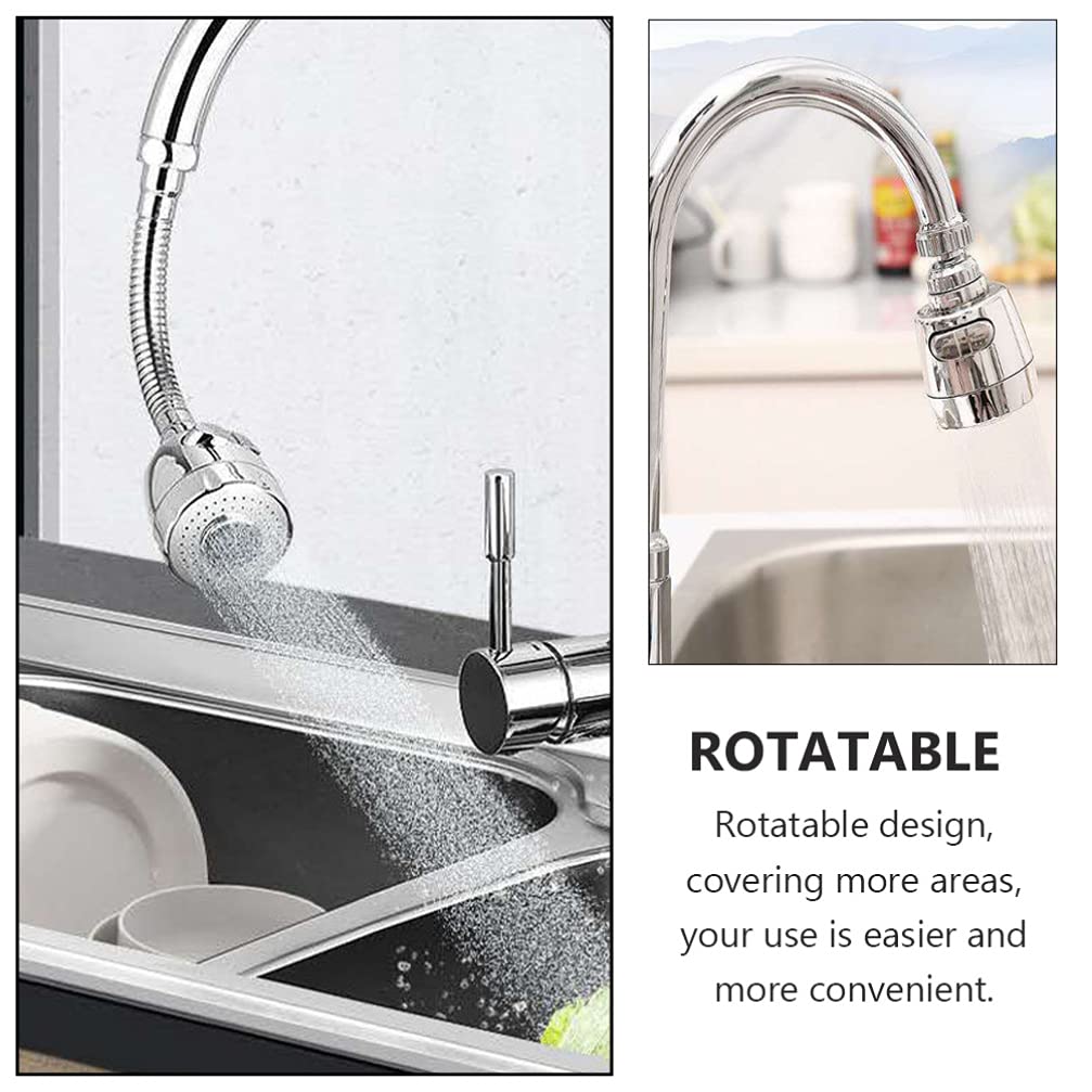 DOITOOL 2pcs Splash Extender sink Sprayer Head Nozzle Kitchen Sink Faucet Aerator Kitchen Bath Fixtures swivel faucet bubble sprayer lengthen Stainless steel small tools to rotate