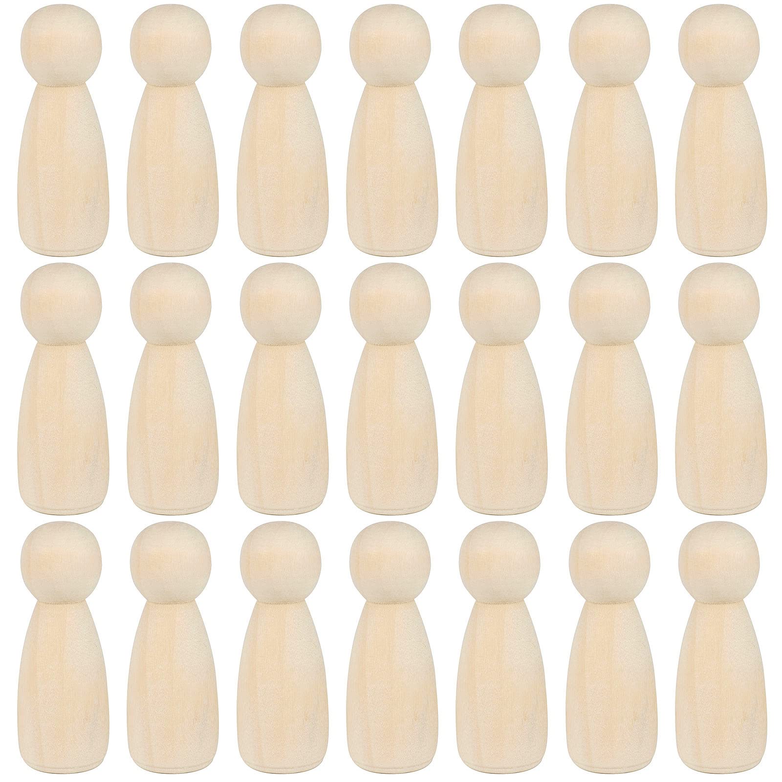 JAPCHET 50 Pack 3-1/2 Inch Large Wooden Peg Dolls, Unfinished Wooden Jumbo Peg People Wood Doll Bodies Figures for Painting, DIY Art Craft Projects, Home Decor