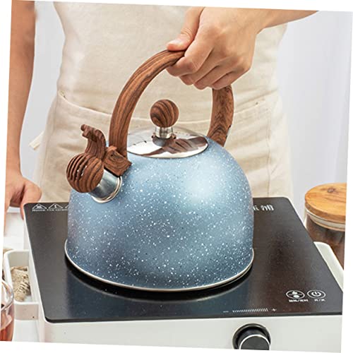 Amosfun 1pc Heating Kettle sound pot vocalize teapot honk Whistle Teakettle plastic Kettle European style Whistling Tea Kettle White dot whistle Stainless steel kettle Teakettle for Home