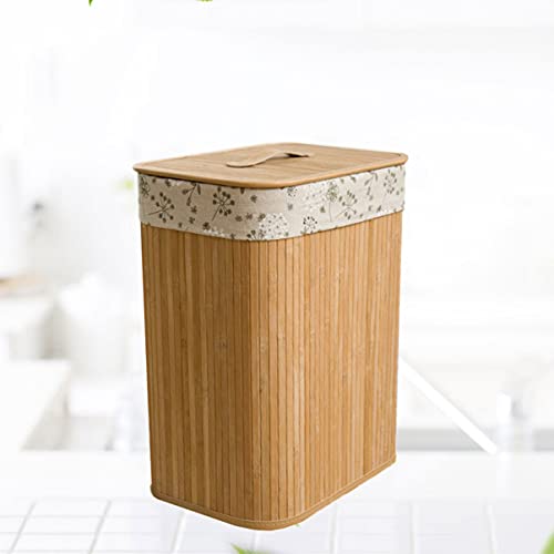 DOITOOL Clothes Basket Bamboo Practical Clothes Basket Creative Bamboo Basket Cover Clothes Basket Folding Clothes Basket