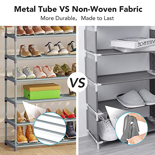 Tribesigns 10 Tiers Shoe Rack Shoe Shelf Large Capacity Shoe Organizer Tall Shoe Storage for Closet Entryway, Space Saving Shoe Tower for Living Room Hallway (Grey)