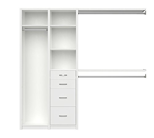 ClosetMaid 6105140 SpaceCreations 52" - 87" Wood Closet Organizer Kit, Classic White