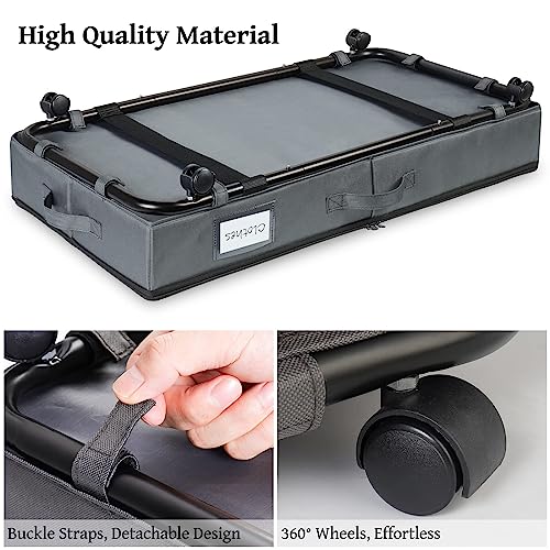 HYSEYY Under Bed Storage with Wheels 34L Underbed Storage Containers-Thicken 600D Oxford Cloth Under the Bed Organizer with 3Handles and Label Holder-Storage Drawer for Blanket, Comforter, Clothes,Toy
