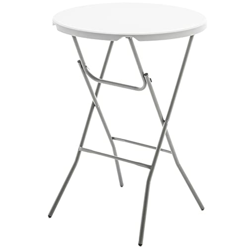 BTEXPERT White 32" Round 43" Bar Height Granite Plastic Folding Portable Commercial Banquet Card Coffee Dining Table for Wedding Party Event Home Kitchen Outdoor, One