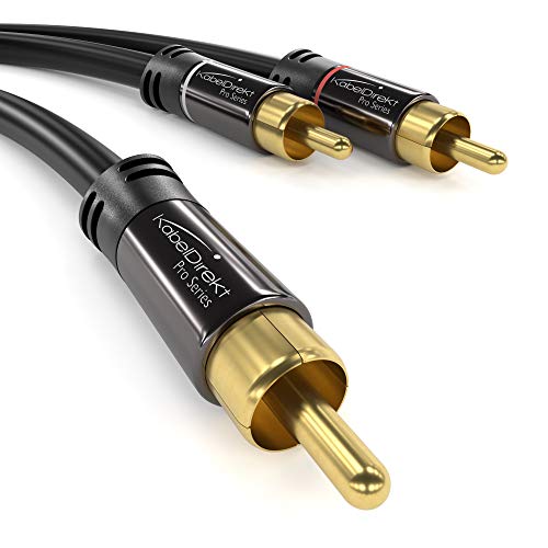KabelDirekt β RCA/phono Y cable β 6ft short β 1 to 2 RCA/phono, stereo audio cable (coax cable, RCA/phono male/male plugs, analog/digital, adapter for subs/amps/Hi-Fis/home theater/receivers, black)